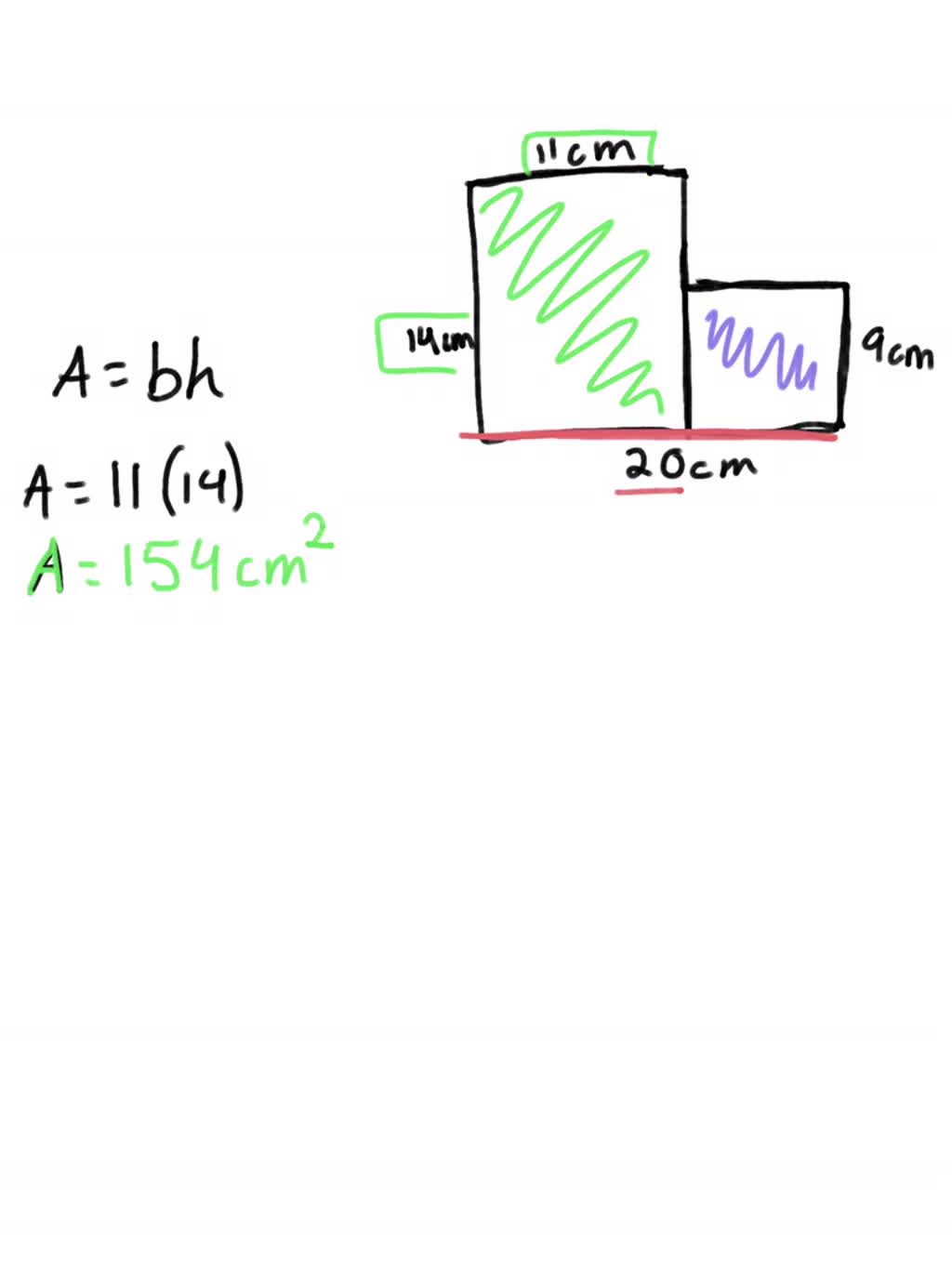 Draw a line to divide the shape into two rectangles. b) Underline the measurements which give ...
