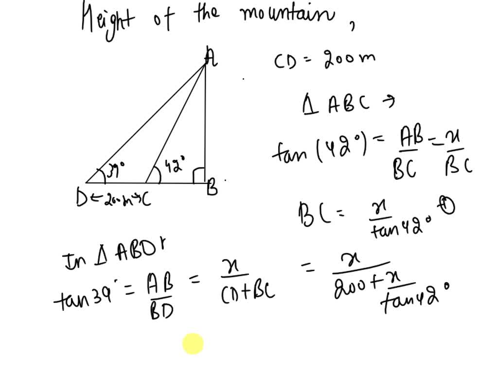 SOLVED: 'A geologist measured the angle of elevation to the top of a ...