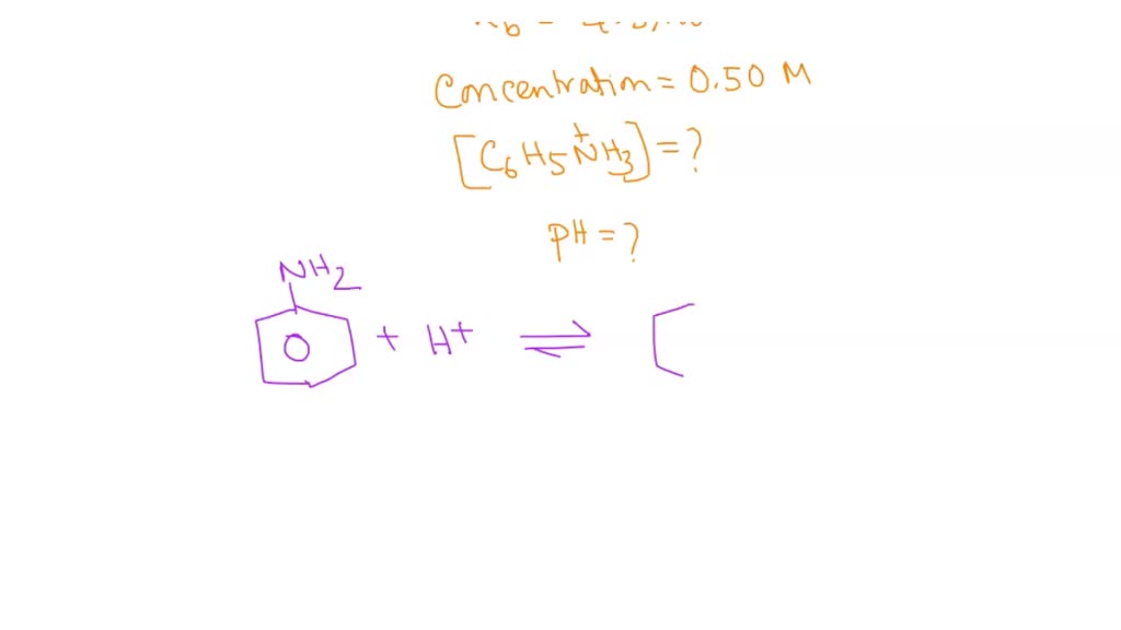 SOLVED: Aniline (C6H5NH2, Kb = 4.3 x10-10) is a weak organic base that ...