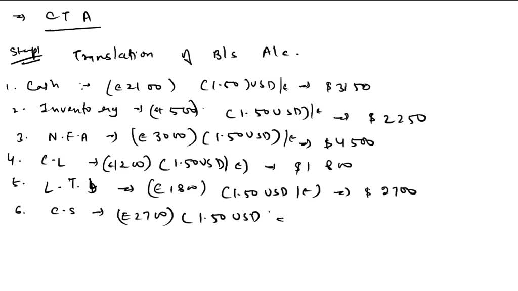 SOLVED: 8 Calculate the cumulative translation adjustment for this U.S ...