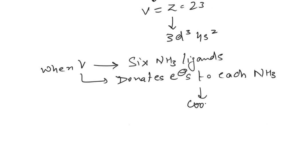 SOLVED: Given the following complex: [V(NH3)6]3+, what is the number of ...