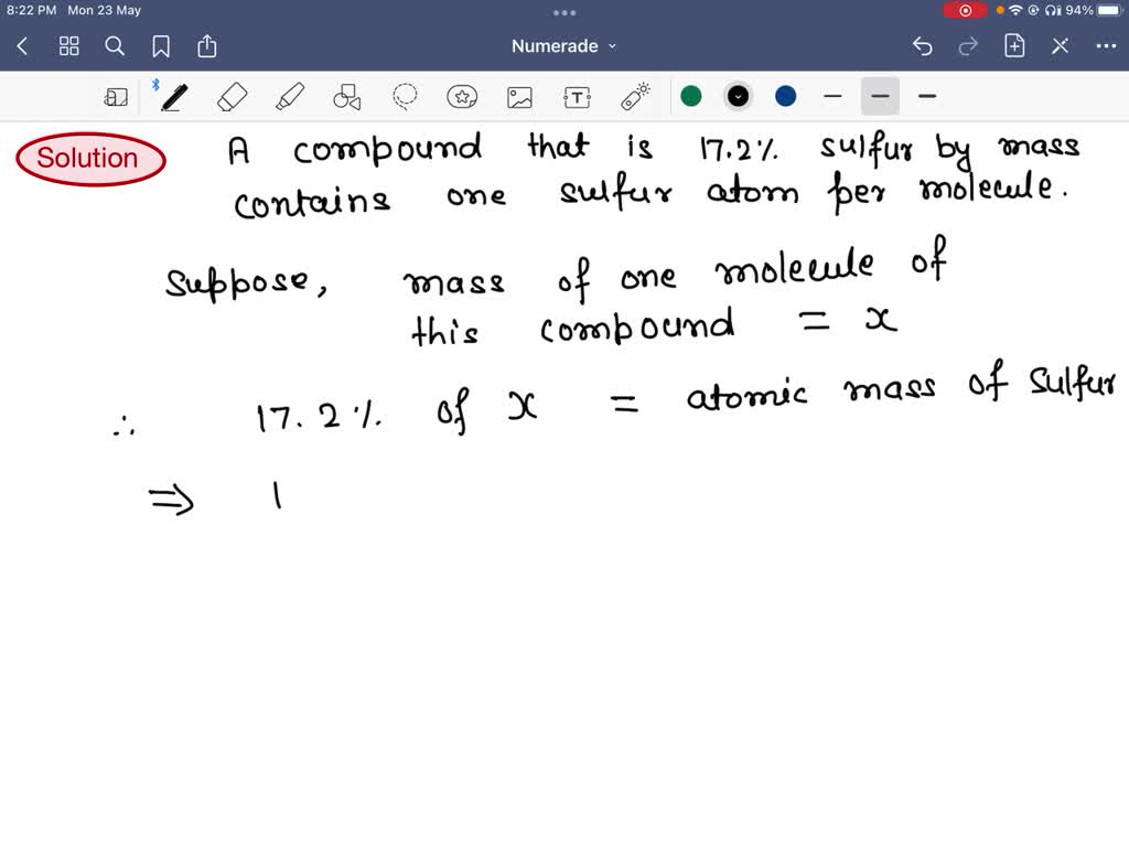 SOLVED: A compound contains 16% of sulphur by mass the minimum ...