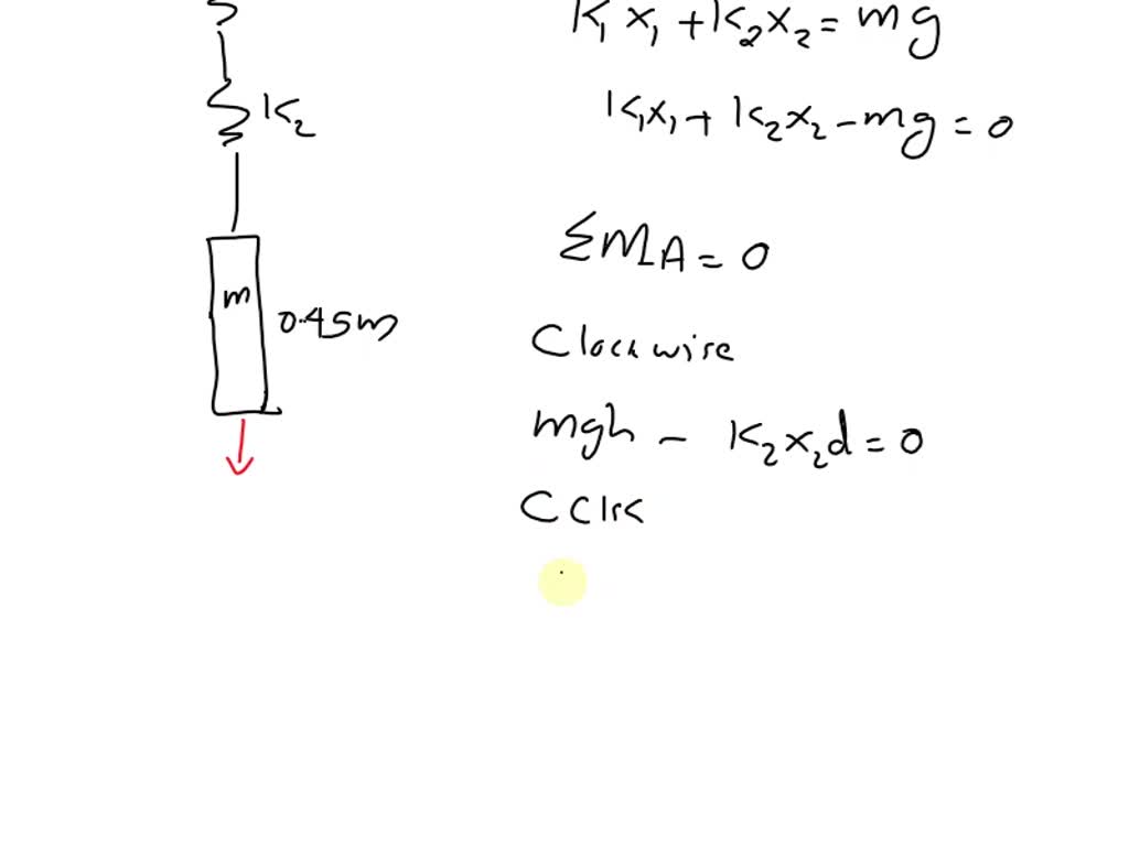 SOLVED: the rigid rod ab is attached to a hinge at A and to two springs ...