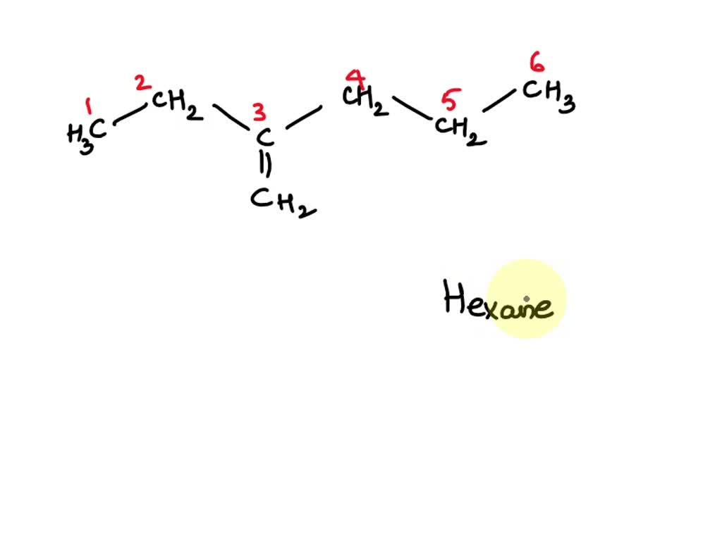 SOLVED: Name the structure: 2H6-1CH-3CH2CHSCH35CH A) 2-ethyl-1-pentene ...