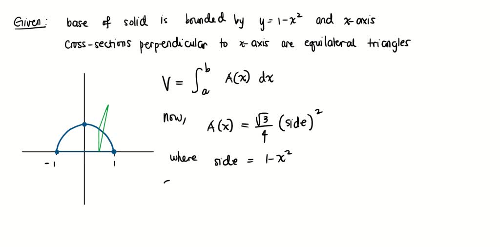 SOLVED: 3 The base of a solid is bounded by the parabola y = and the x ...