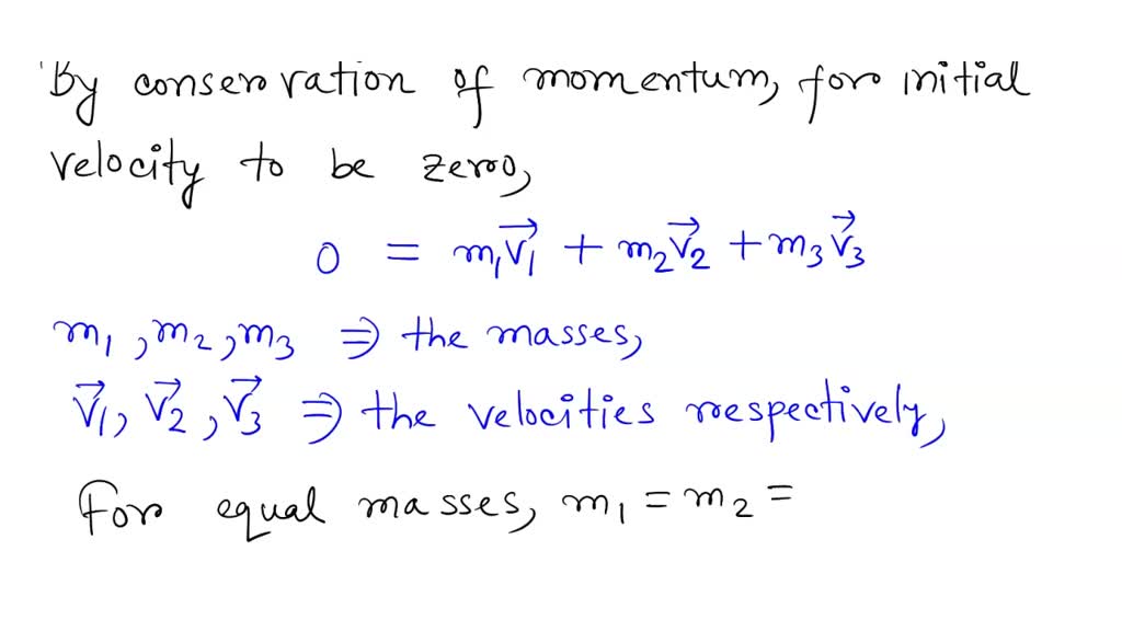 SOLVED: An object at rest explodes into three pieces of equal mass. One moves east at 20 m/s ...