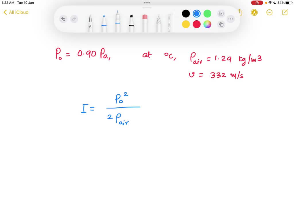 SOLVED: Calculate the sound intensity for a sound wave traveling in air ...