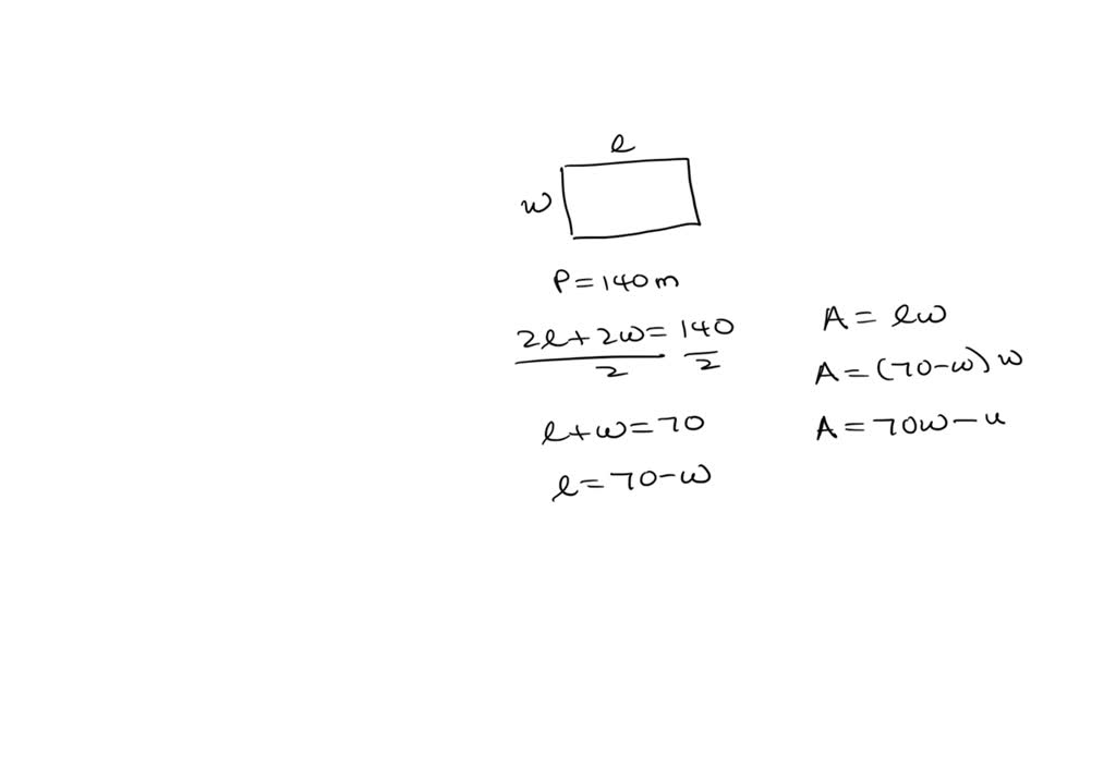 SOLVED: Find the length and width of a rectangle that has the given perimeter and maximum area ...