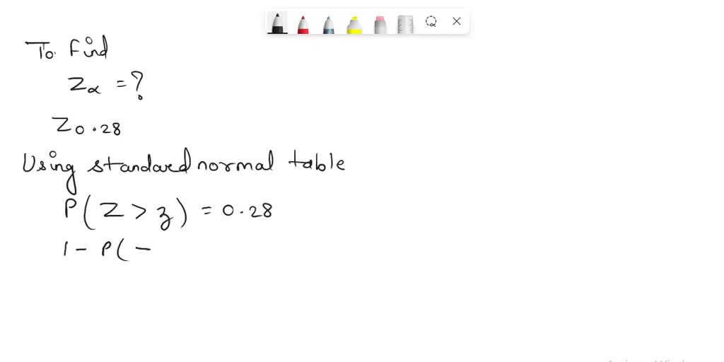 SOLVED: Find the value of z subscript alpha. z = 0.28. z = 0.28 equals ...