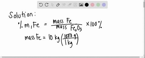 Calculate the percentage of pure iron in 10 kg of iron oxide...