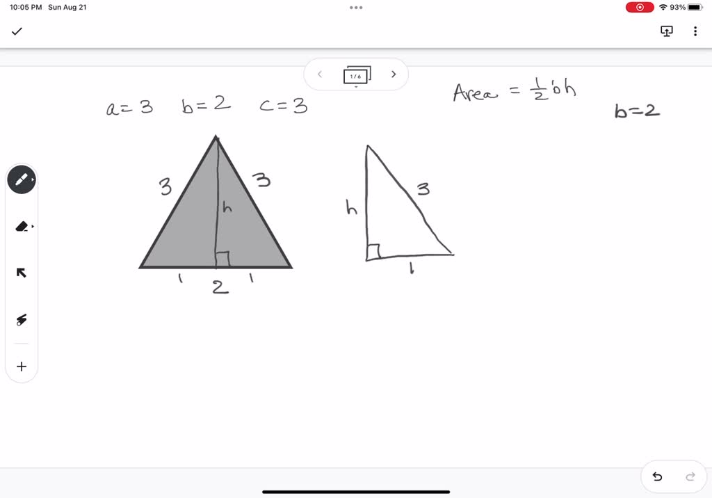 SOLVED: Determine the area of the triangle given the below information: (Assume angle A is ...