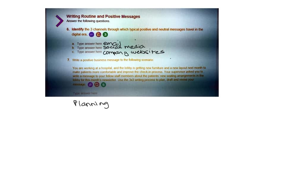 Text: Writing Routine and Positive Messages Answer the following ...