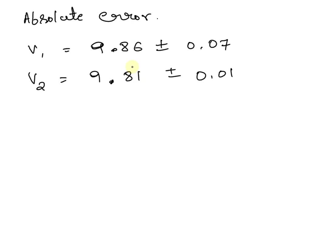 SOLVED: What is the absolute discrepancy between the value 9.86 +/- 0. ...