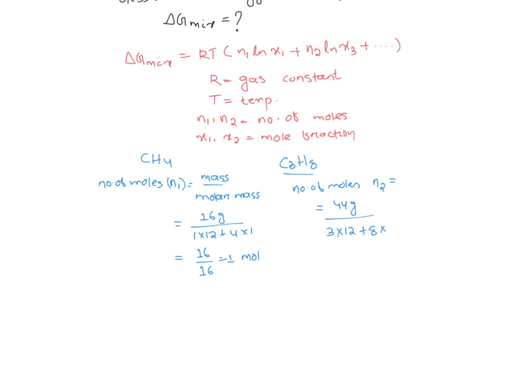 SOLVED: 16g methane CH4 were allowed to mix with 44g propane C3H8 at 25 ...