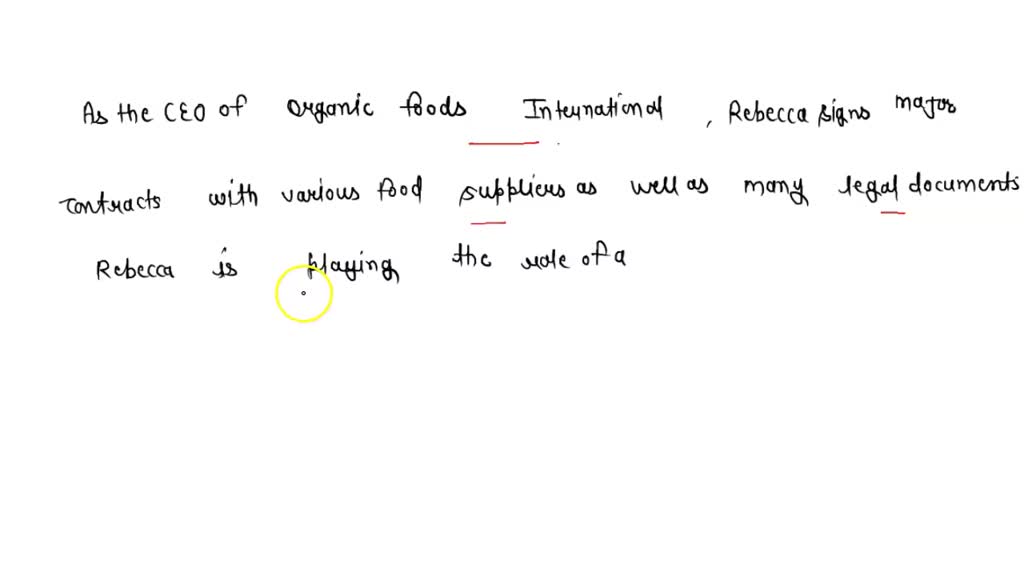 SOLVED: As the Chief Executive Officer (CEO) of Organic Foods ...