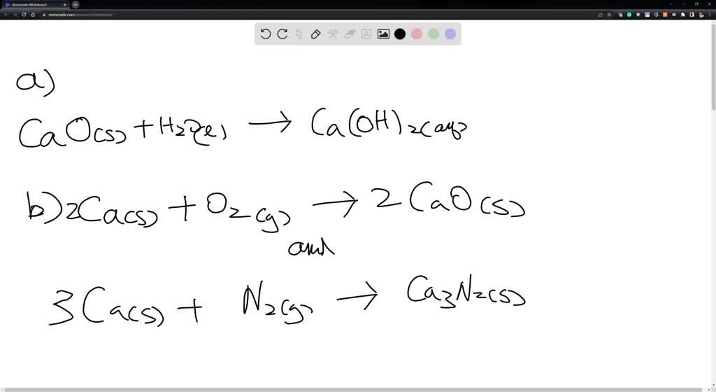 SOLVED: Write a balanced equation for each reaction: (a) “Slaking” of ...