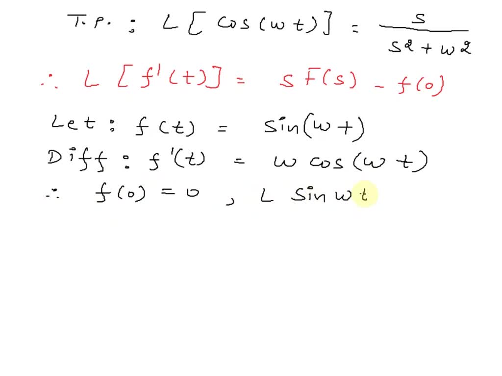 SOLVED: (a) Use the derivative theorem for Laplace transforms to derive the formula for the ...