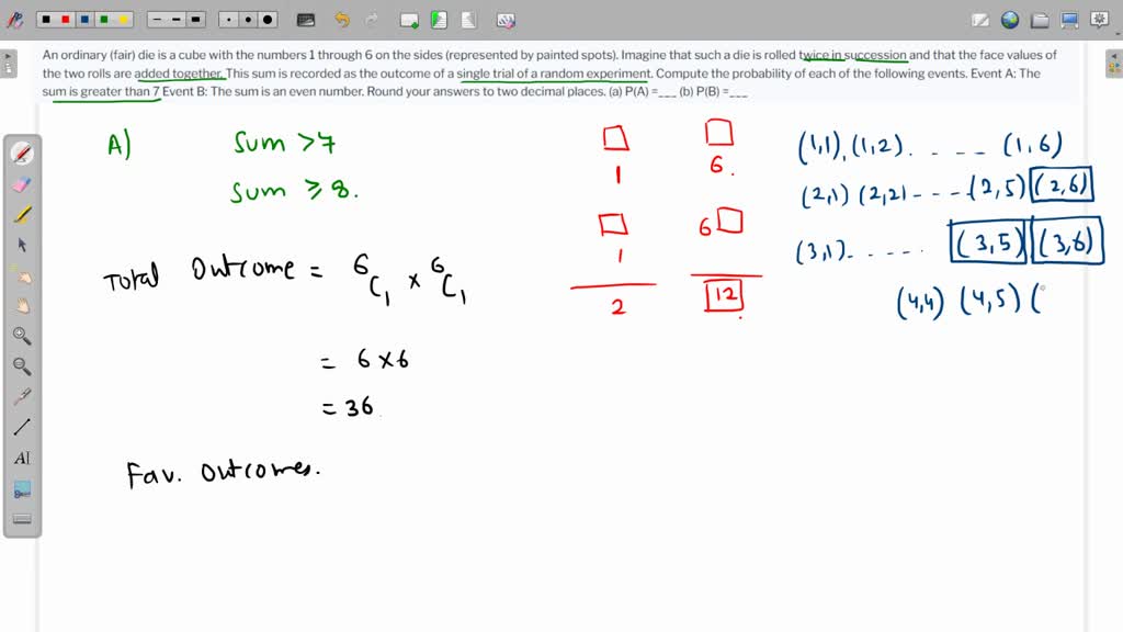 SOLVED: An ordinary (fair) die is a cube with the numbers through 6 on ...