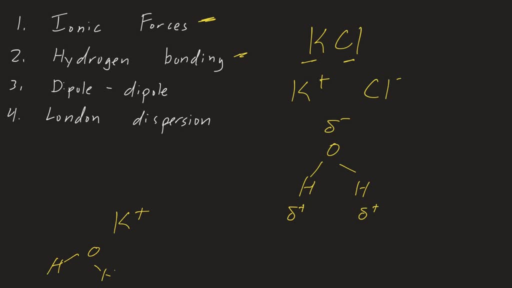 SOLVED: What type of Intermolecular force causes the dissolution of KCl ...