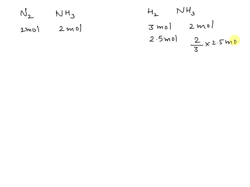 SOLVED: Consider the following reaction: N2 + 3 H2 â†’ 2 NH3. 28.0 grams of N2 and 5.04 grams of ...