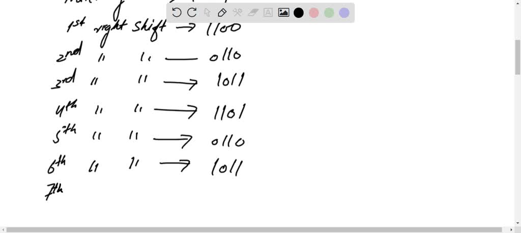 SOLVED: The contents of a four-bit register are initially 1010111. The register is shifted to ...