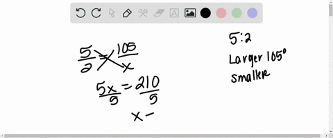 A set of angles has a ratio of 52 if the larger angle...