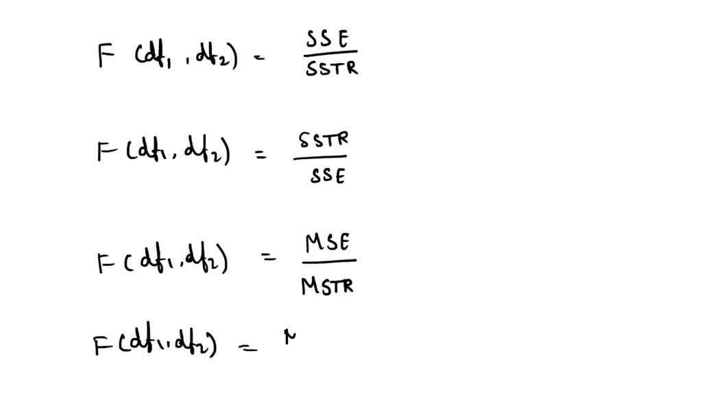 SOLVED: For = one-way ANOVA which of the following is correct formula ...
