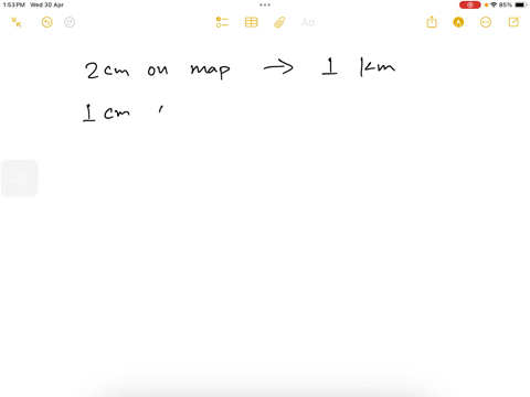 The scale of a map is 2cm to 1km the area of a wood on the...