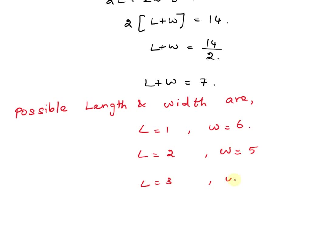 On a centimeter dot grid draw all the possible rectangles with a perimeter of 14 cm and side ...