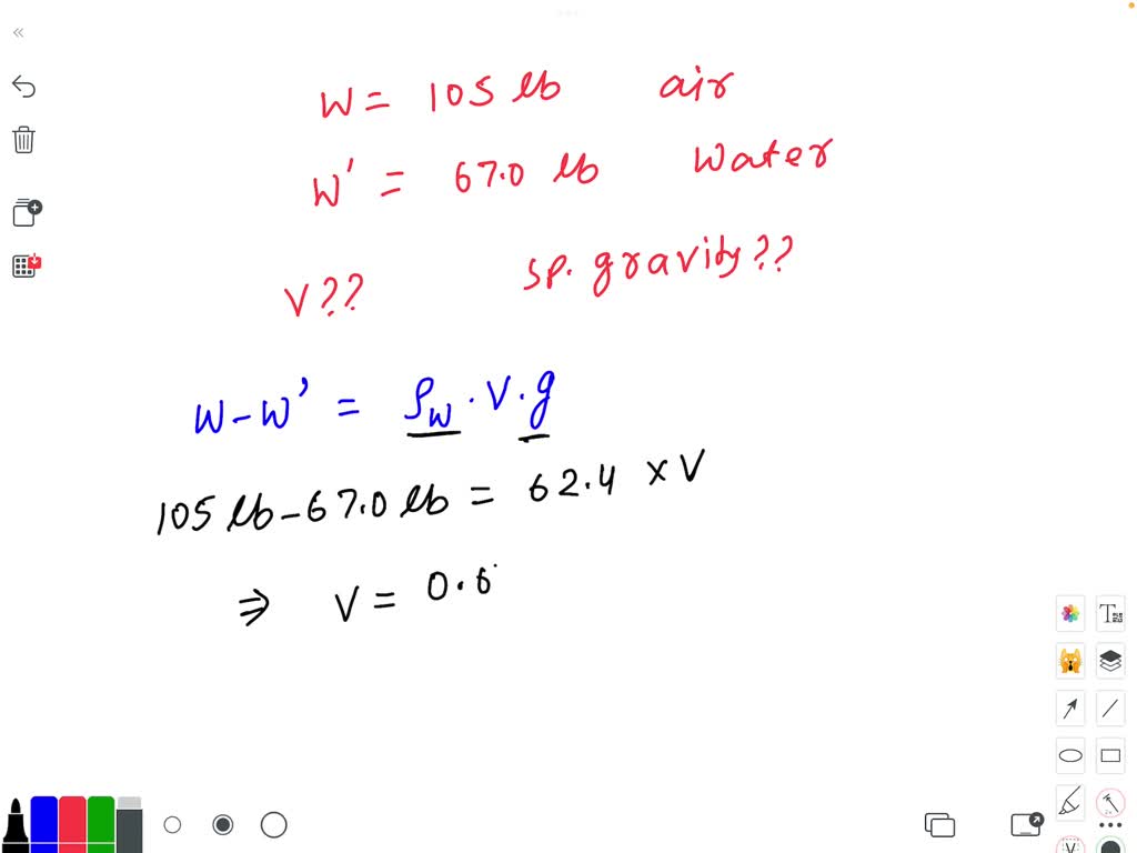SOLVED: 'A stone weighs 105 Ib in the air: When submerged in water, it ... SOLVED: 'A stone weighs 105 Ib in the air: When submerged in water, it ...