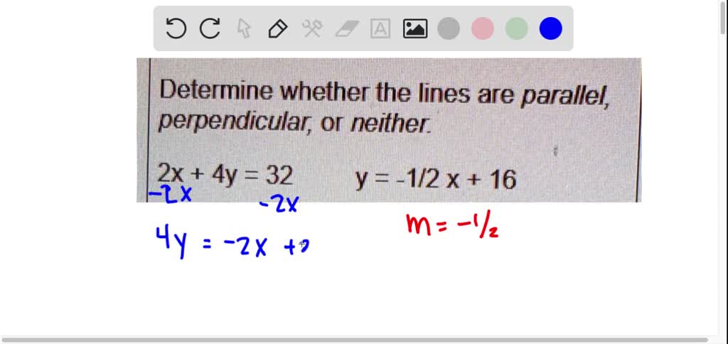 SOLVED: Text: Test Determine whether the two lines are parallel ...
