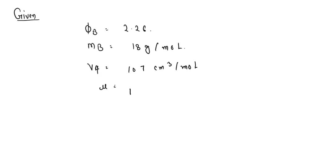 SOLVED: Use the Wilke-Chang equation to estimate the diffusivity of ...