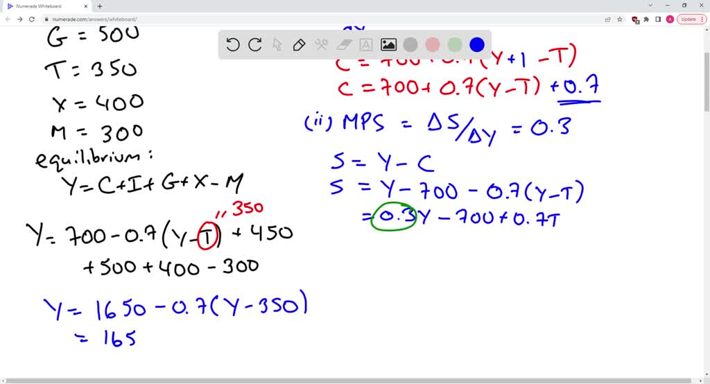 SOLVED: 'Given the following information; S =-200 + 0.3Y [ =i00 Calculate the national income ...