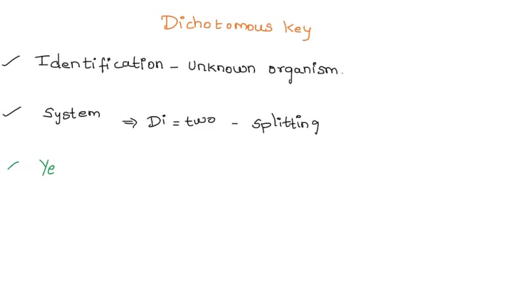 SOLVED: What is the function of a dichotomous key? Question 1 options ...