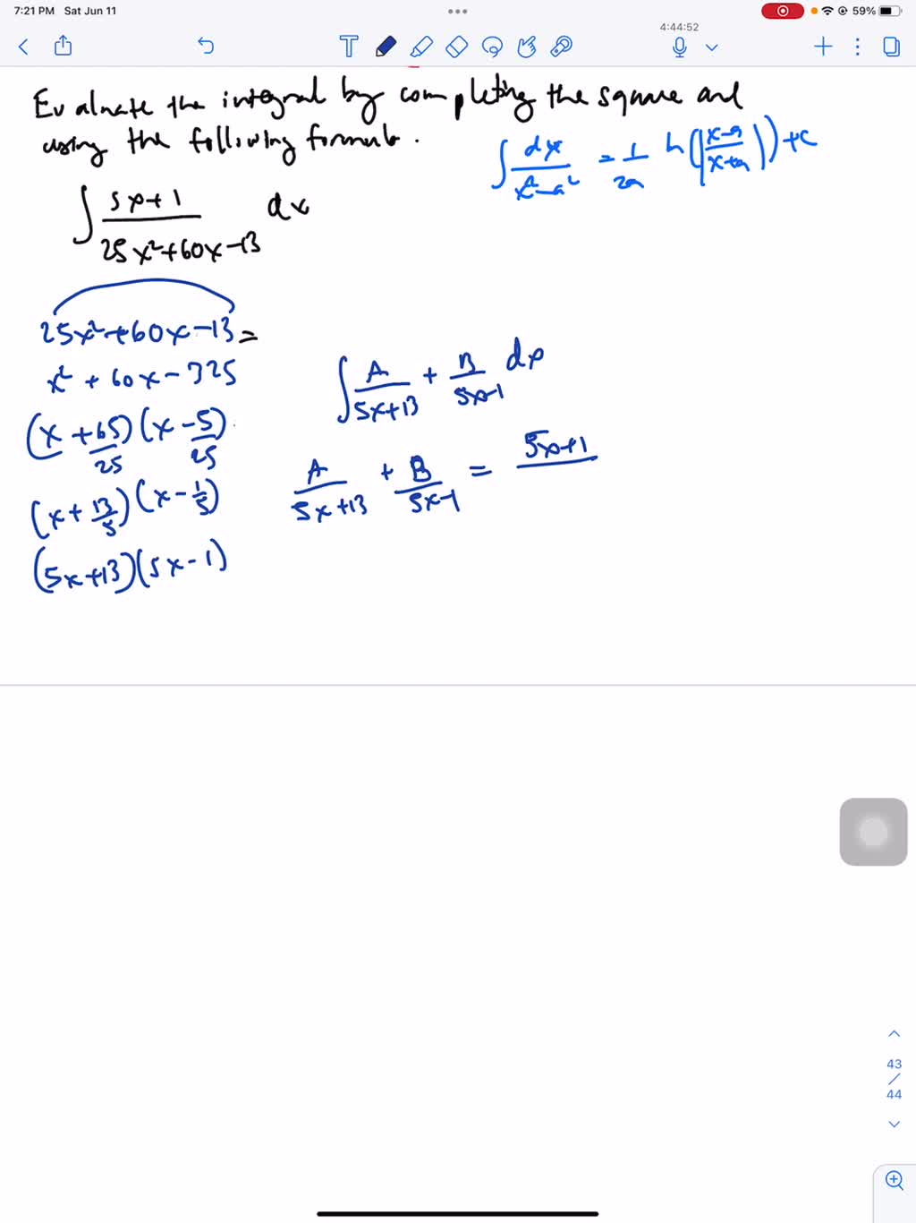 SOLVED: Evaluate the integral by completing the square and using the following formula ...