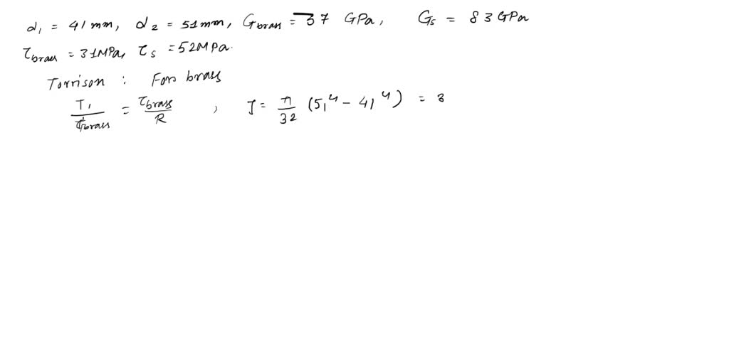 SOLVED: A stepped shaft (see figure) has diameter D2= 40 mm and a full ...