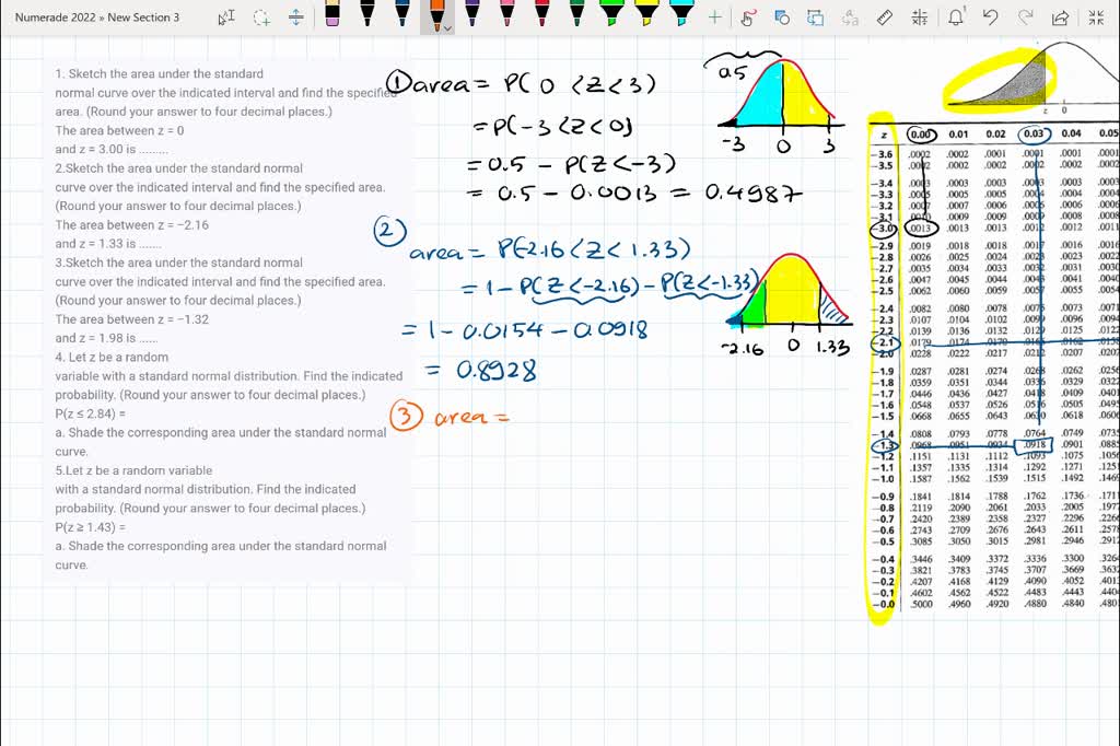 SOLVED:1. Sketch the area under the standard normal curve over the ...