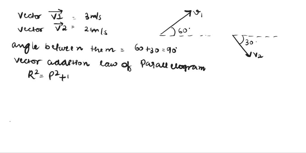 SOLVED: 01. The magnitudes of the two velocity vectors are Vi 3 m/s and Vz = 2 m/s. Determine ...