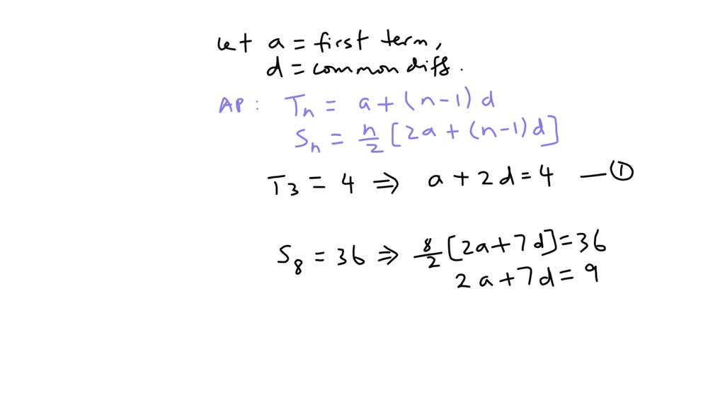 Solved The Third Term Of An Arithmetic Sequence Is 4 And The Sum Of