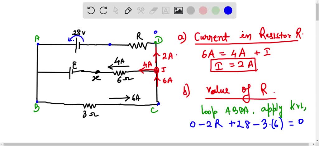 SOLVED: In the circuit shown in Fig. E26.25 find (a) the current in resistor R; (b) the ...
