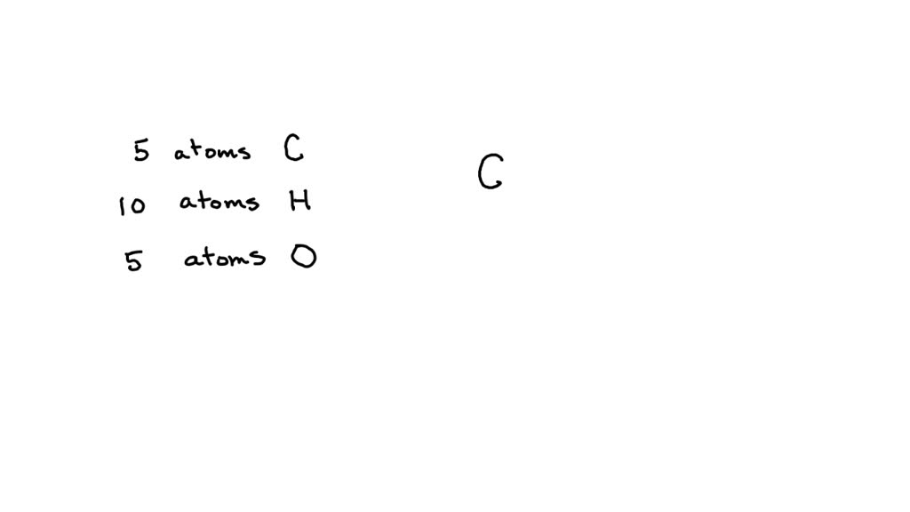 SOLVED: Compound consists of five atoms of carbon, ten atoms of hydrogen, and five atoms of ...