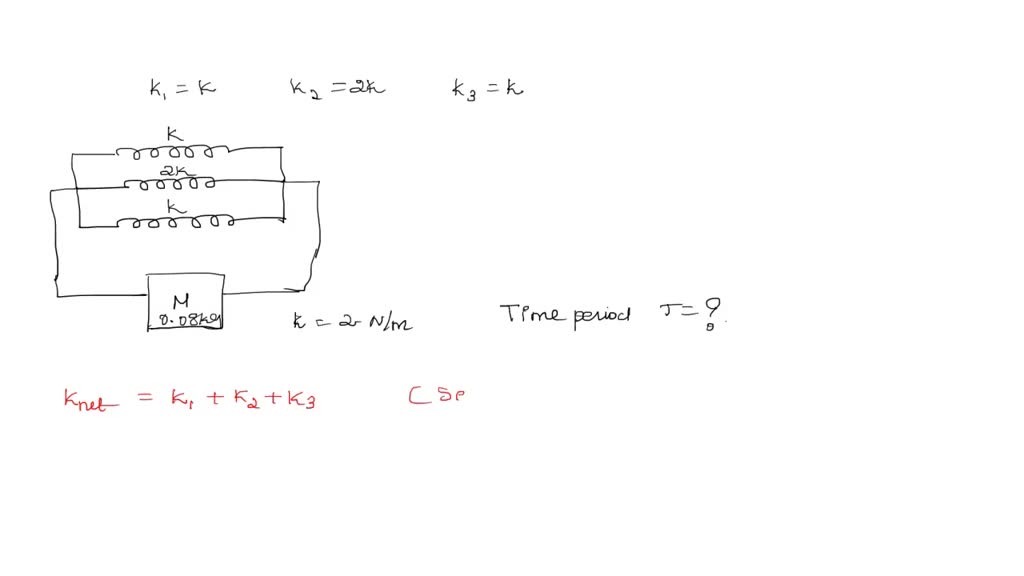 SOLVED: The spring of spring factor K,2K,K respectively are connected ...