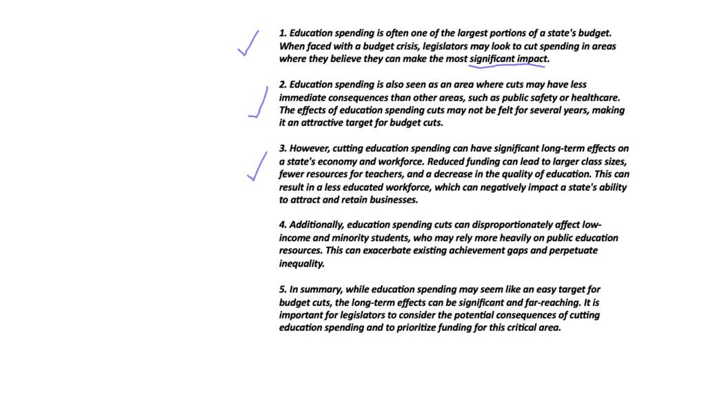 SOLVED: Why is education spending one of the first areas the state ...