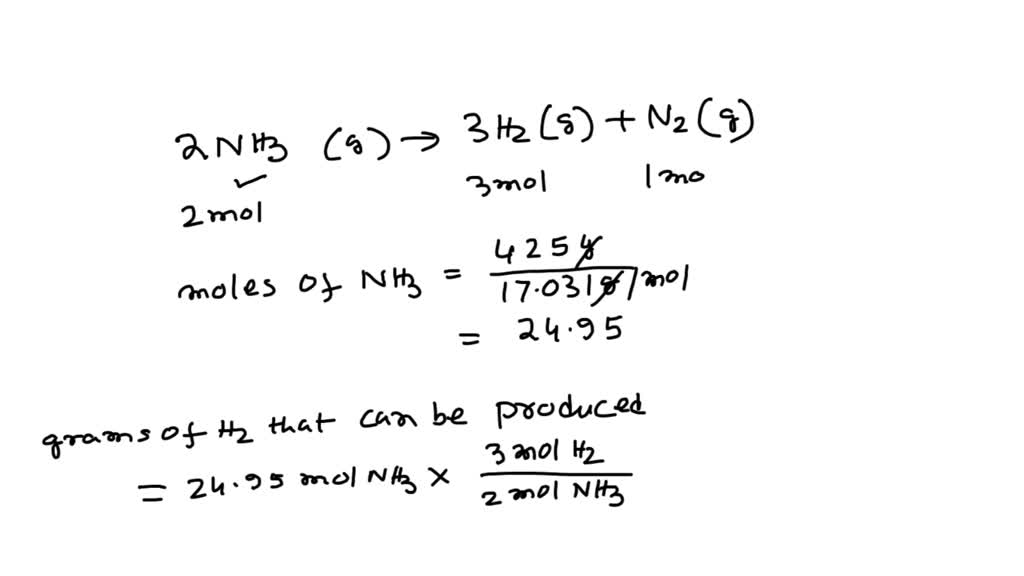SOLVED: Consider the decomposition of ammonia: 2 NH3 (g) → 3H2 (g) + N2 ...