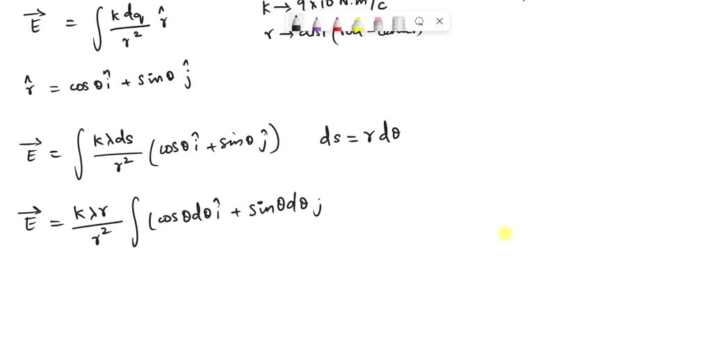 SOLVED: uniformly charged rod (length 2.0 m, charge per unit length = 5 ...