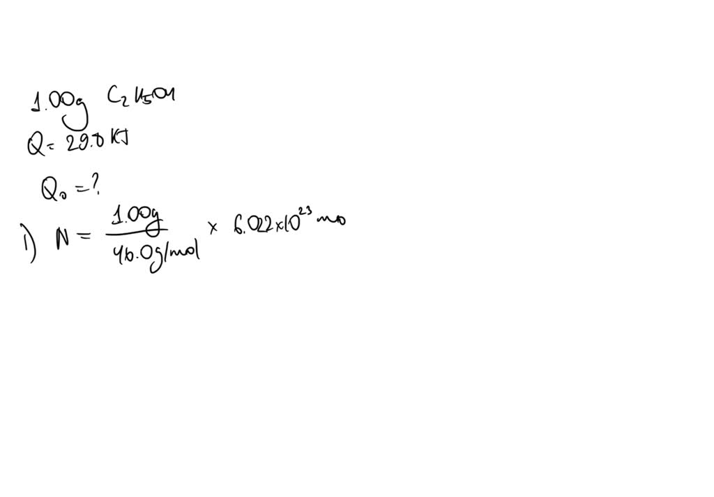 The heat released when 1.00 g of ethanol (Mr = 46.0) undergoes complete ...