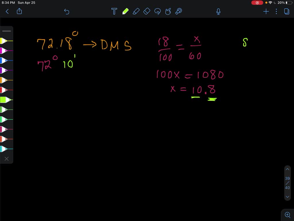 SOLVED: Convert 72.18° to DMS notation