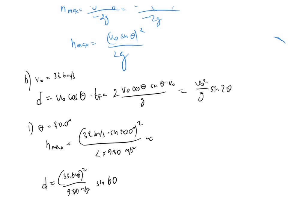 SOLVED: a. A projectile is launched with speed v0 and angle θ . Derive ...