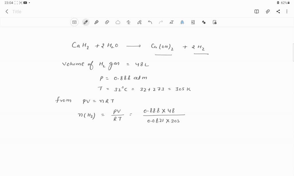 SOLVED: Calcium hydride reacts with water to form hydrogen gas: How ...