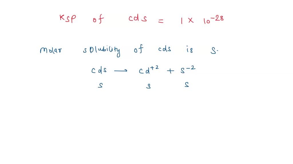 SOLVED: Calculate the molar solubility of cadmium sulfide (CdS) in a 0. ...